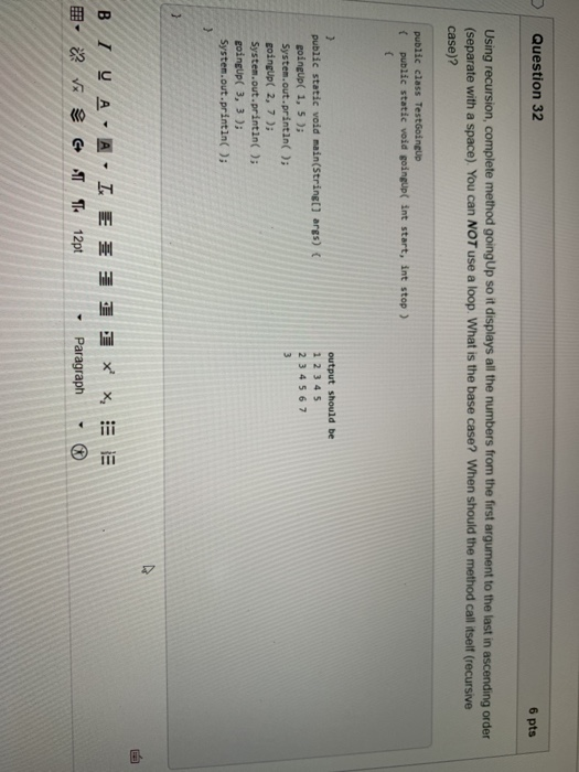 Solved Question 32 6 Pts Using Recursion Complete Method 0343