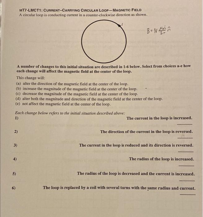 Solved MT7-LMCT1: CURRENT-CARRYING CIRCULAR LOOP-MAGNETIC | Chegg.com