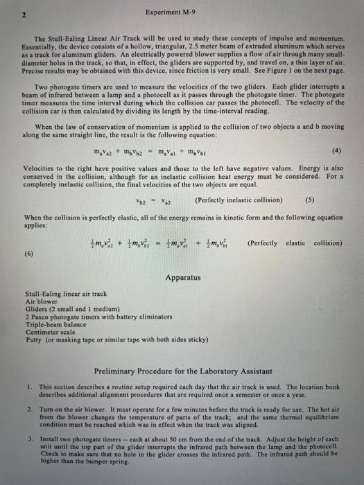 Solved Experiment M−9B Data SheetThe purpose of this | Chegg.com