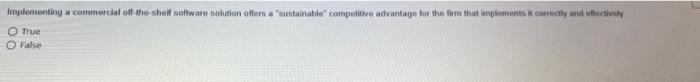 Solved Implementing a commercial off-the-shelf software | Chegg.com