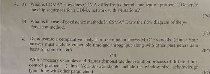Solved 4. a) What is CDMA? How does CDMA differ from other | Chegg.com