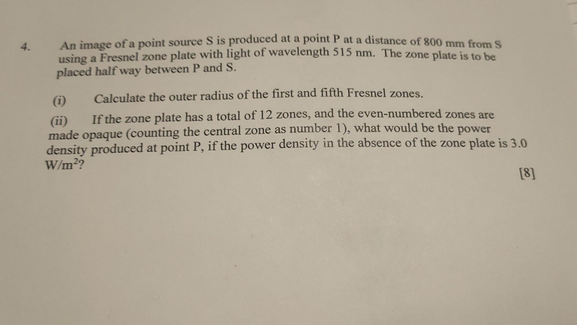 Solved 4. An image of a point source S is produced at a | Chegg.com