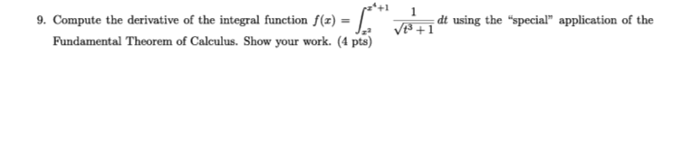 Solved Compute the derivative of the integral function | Chegg.com