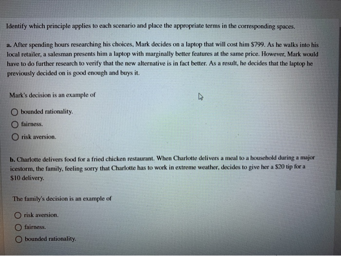 Solved Identify which principle applies to each scenario and | Chegg.com