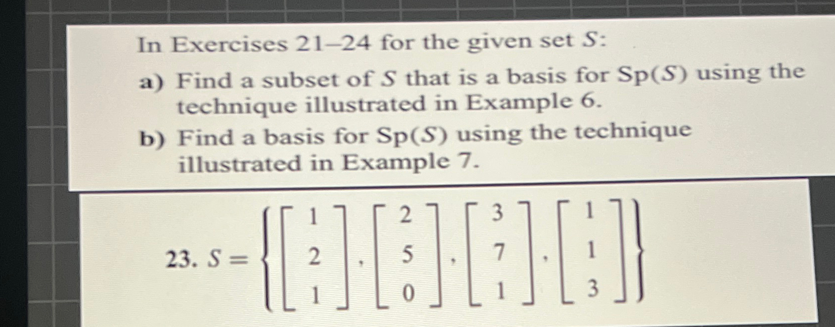 Solved In Exercises 21-24 ﻿for the given set S ﻿:a) ﻿Find a | Chegg.com