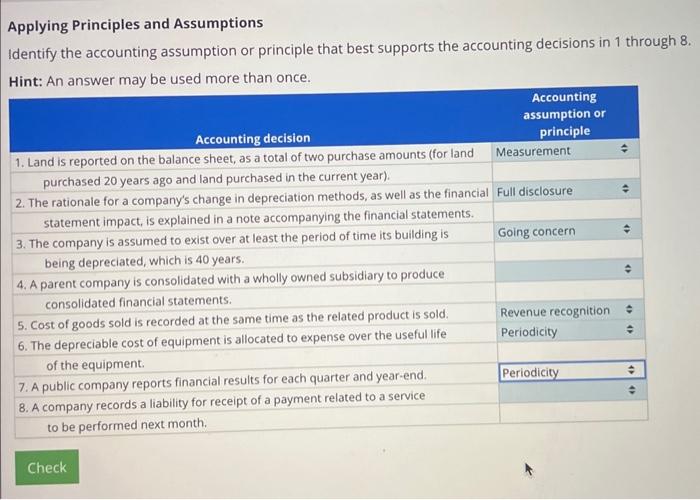 Solved Applying Principles and Assumptions Identify the | Chegg.com