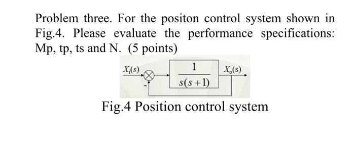 Solved Problem three. For the positon control system shown | Chegg.com