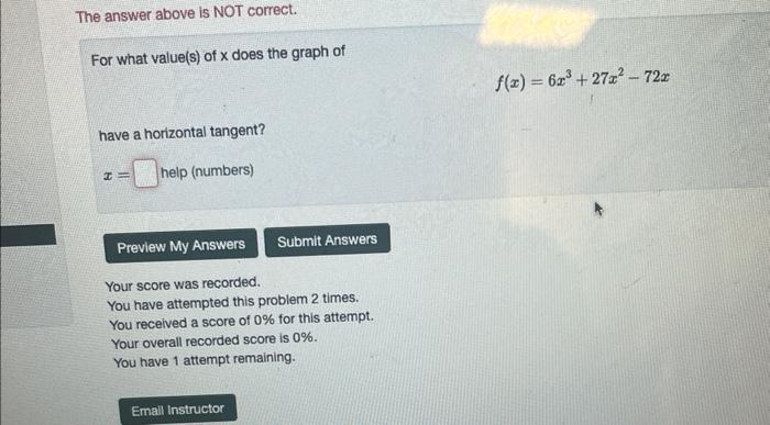 Solved The answer above is NOT correct. For what value(s) of | Chegg.com