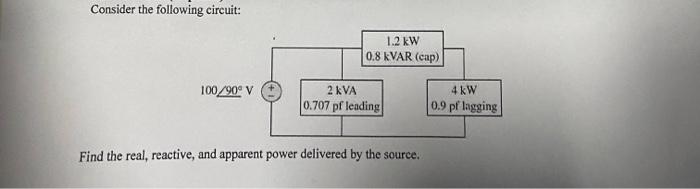 Solved Consider the following circuit: Find the real, | Chegg.com