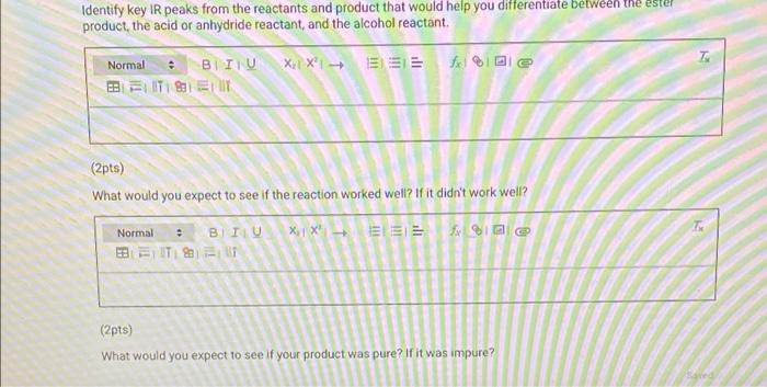 Solved Data And Report Submission - Synthesis of Esters | Chegg.com