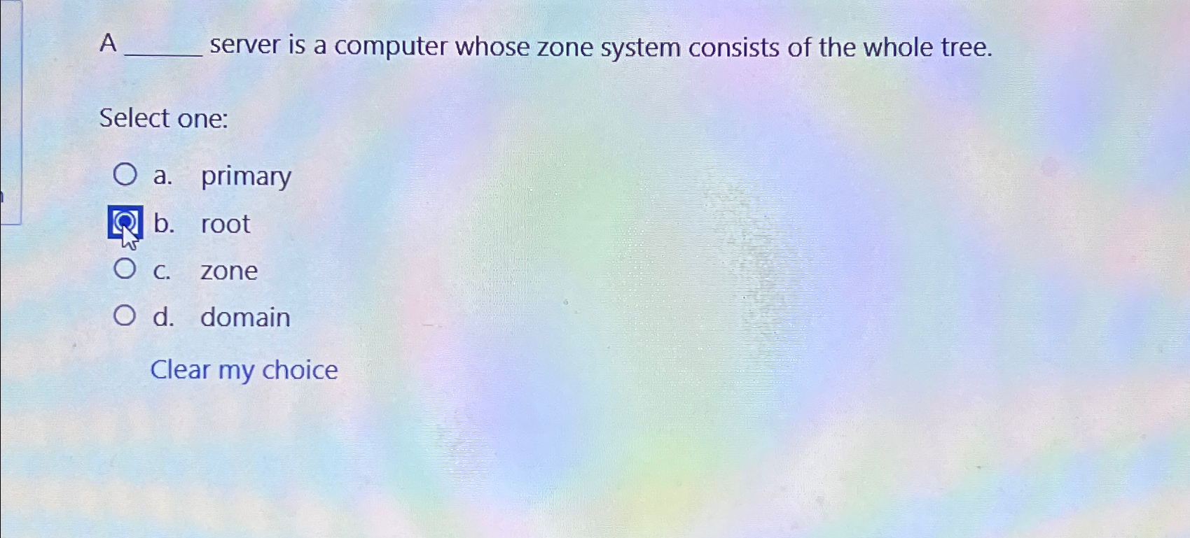 Solved A server is a computer whose zone system consists of | Chegg.com