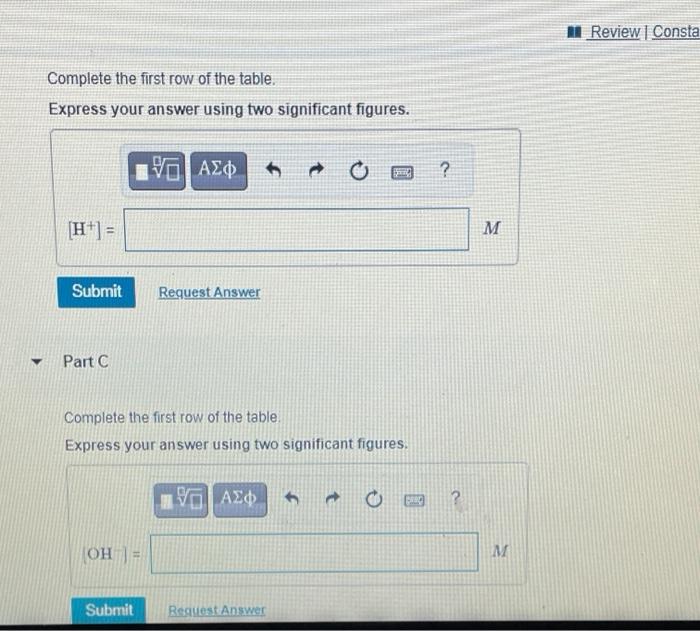 Solved Part A Complete the following table by calculating | Chegg.com