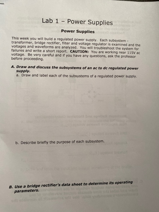 Solved Lab 1 - Power Supplies Power Supplies This week you | Chegg.com