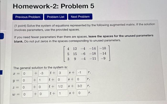 Solved Homework-2: Problem 5 Previous Problem (1 point) | Chegg.com