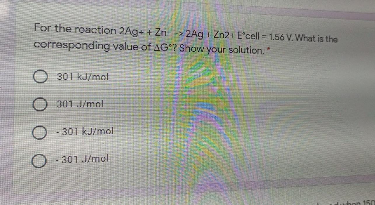 Solved For the reaction 2Ag+ + Zn --> 2Ag + Zn2+ Eºcell = | Chegg.com