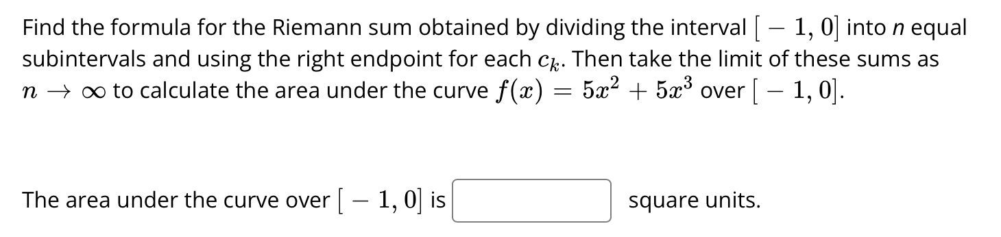 Solved Find the formula for the Riemann sum obtained by | Chegg.com