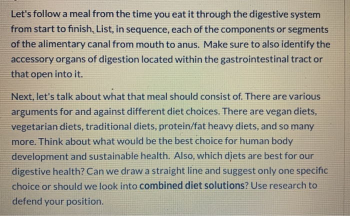 Solved Let's follow a meal from the time you eat it through | Chegg.com