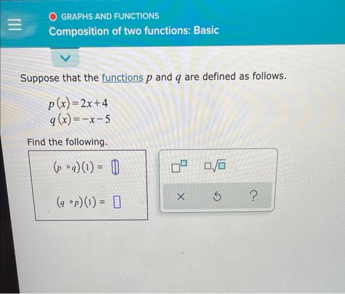 Solved = O GRAPHS AND FUNCTIONS Composition of two | Chegg.com