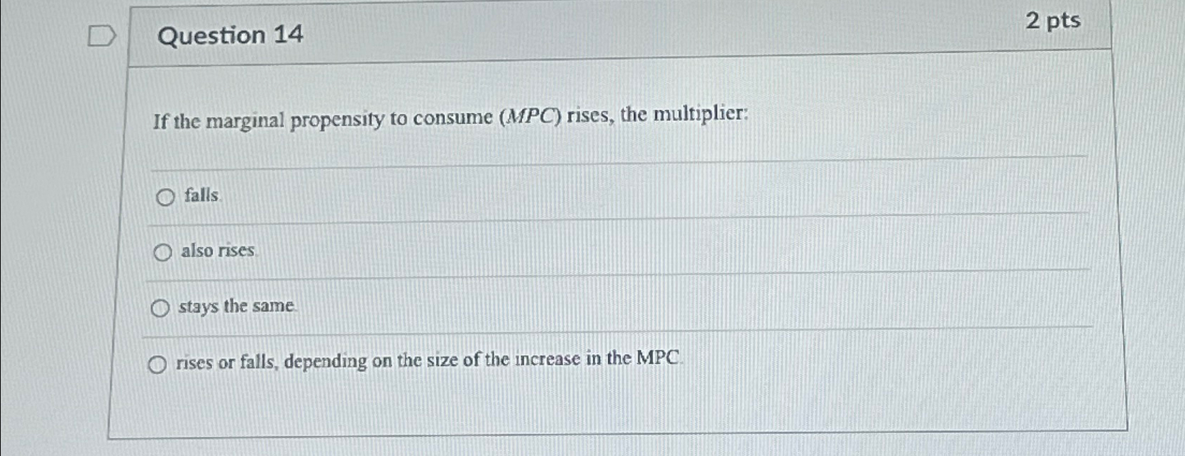Solved Question 142 ﻿ptsIf the marginal propensity to | Chegg.com
