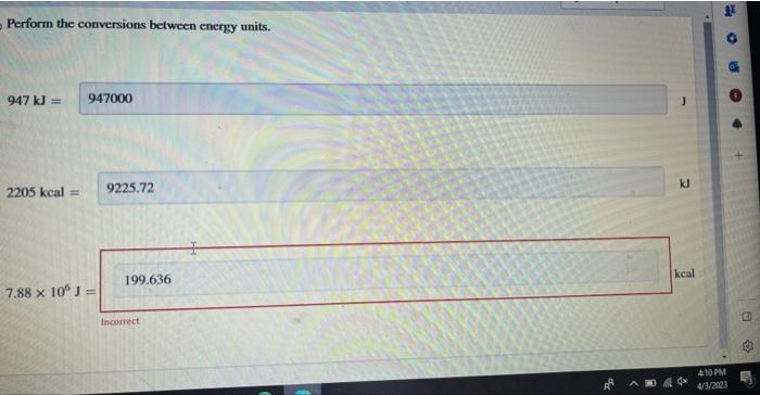 Solved Perform the conversions between energy units. | Chegg.com