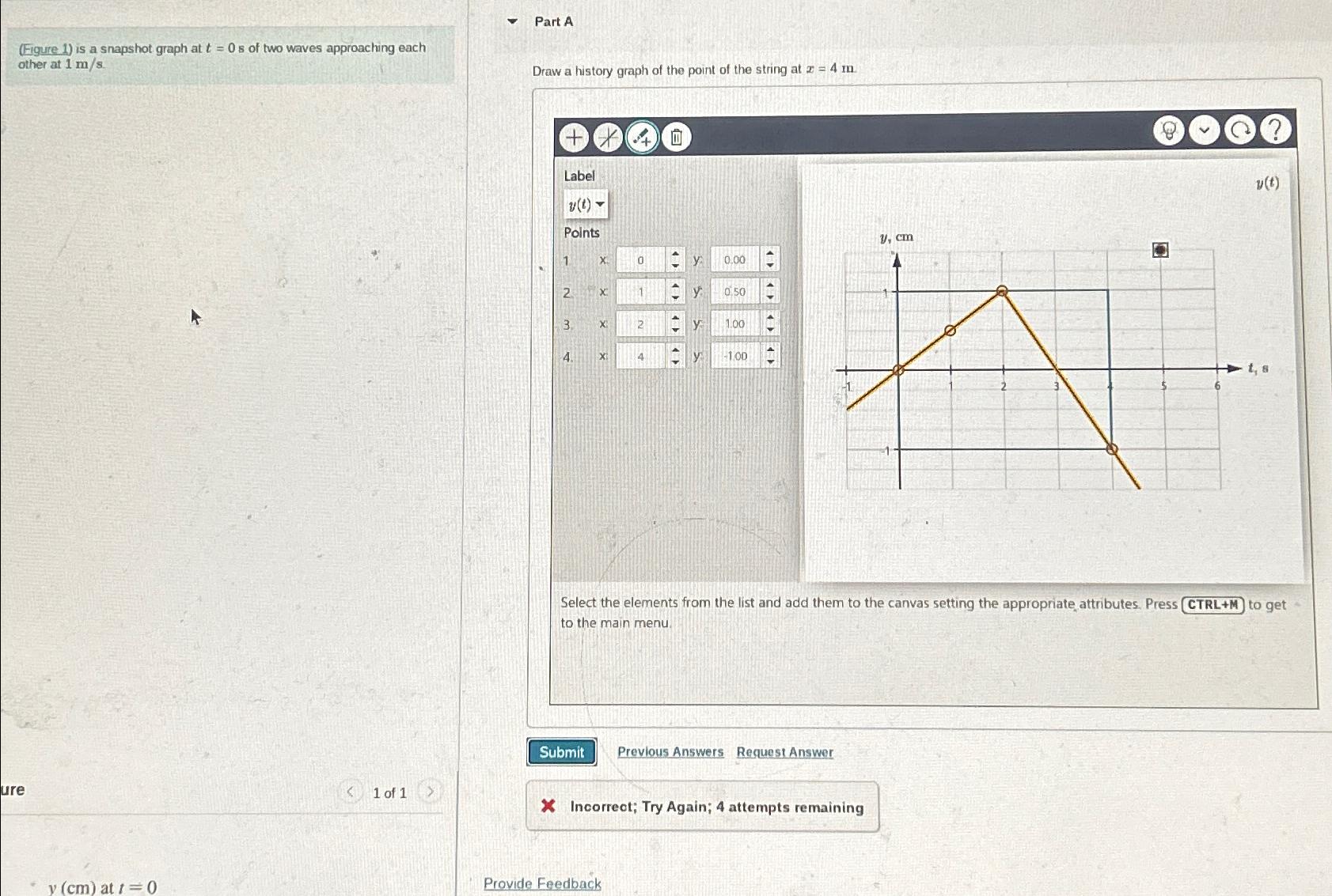 Part A(Figure 1) ﻿is a snapshot graph at t=0s ﻿of two | Chegg.com