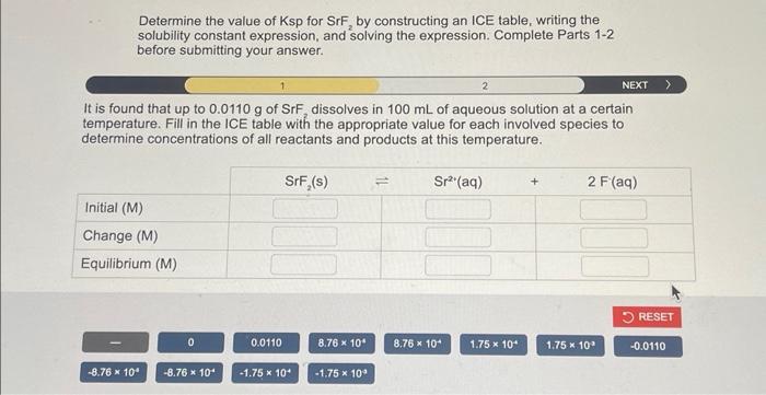 Solved Determine the value of Ksp for SrF2 by constructing | Chegg.com