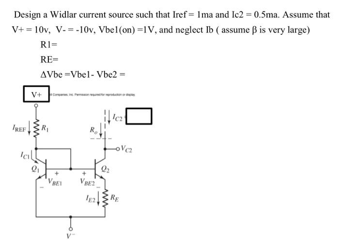 Solved Design a Widlar current source such that Iref= Ima | Chegg.com