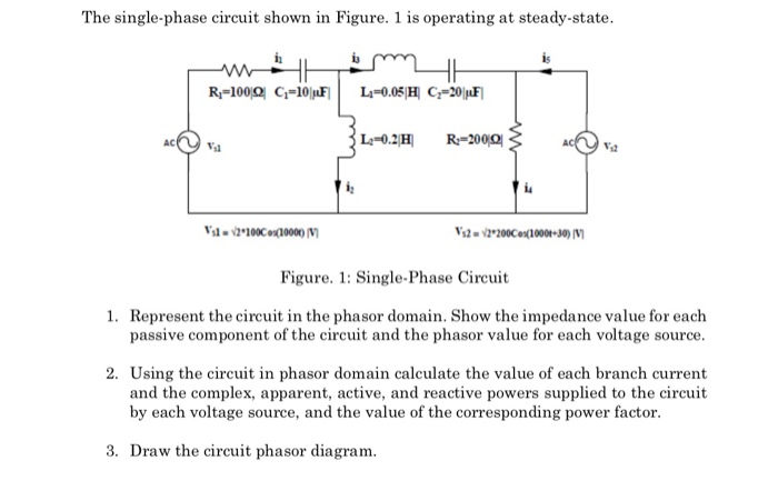 Solved The single-phase circuit shown in Figure. 1 is | Chegg.com