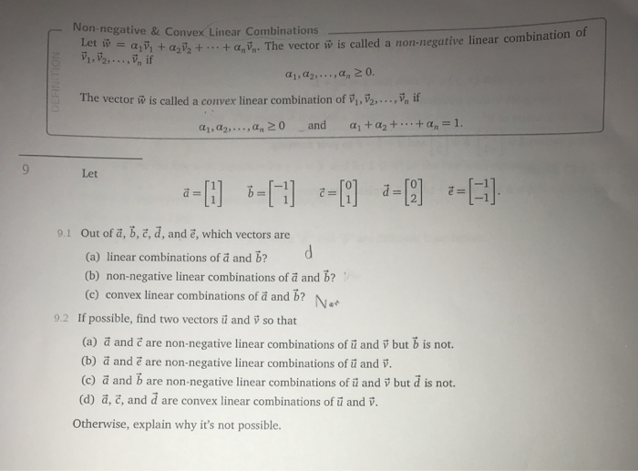 Solved Non negative & Convex Linear Combinations 01.02...., | Chegg.com