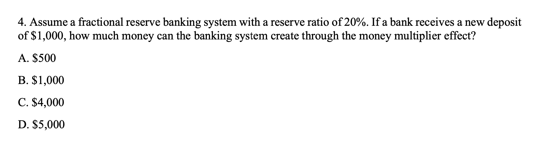 Solved Assume a fractional reserve banking system with a | Chegg.com