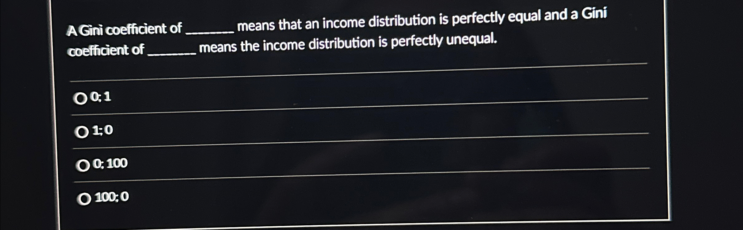 Solved A Gini coefficient of q, ﻿means that an income | Chegg.com