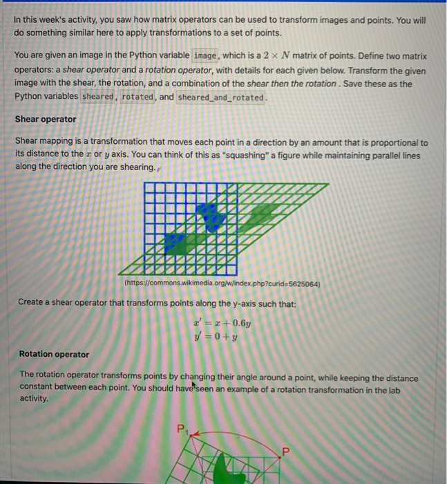 In this week's activity, you saw how matrix operators | Chegg.com