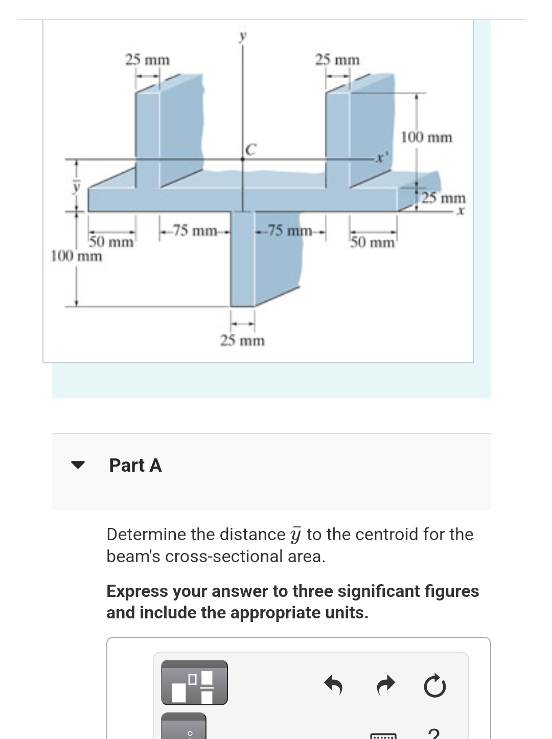 Solved Part ADetermine the distance ?bar (y) ﻿to the | Chegg.com