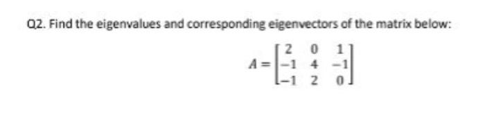 Solved Q2. Find the eigenvalues and corresponding | Chegg.com