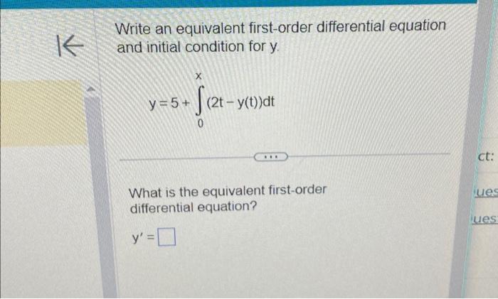 Solved Write an equivalent first-order differential equation | Chegg.com