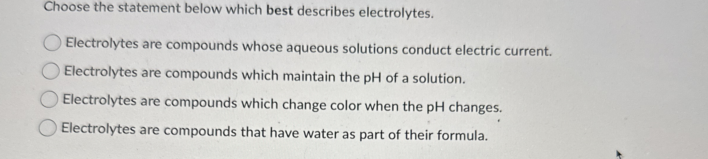 Solved Choose the statement below which best describes | Chegg.com