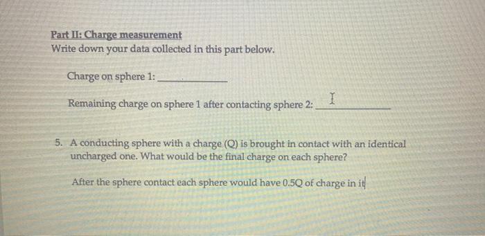 Solved Part I: Electrostatic force versus distance Data | Chegg.com