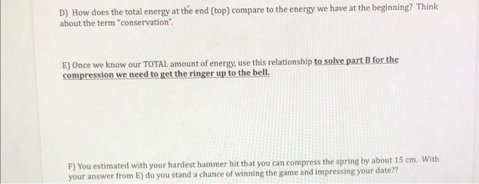 Solved D) How does the total energy at the end (top) compare | Chegg.com