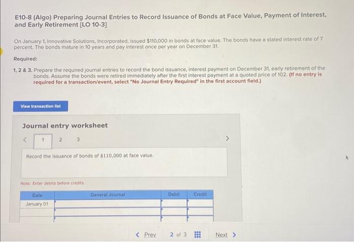 Solved E10-8 (Algo) Preparing Journal Entries to Record | Chegg.com
