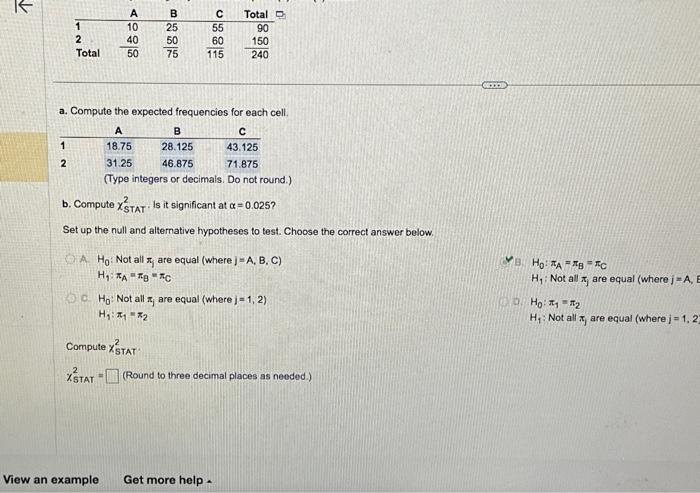 Solved a. Compute the expected frequencies for each cell. | Chegg.com