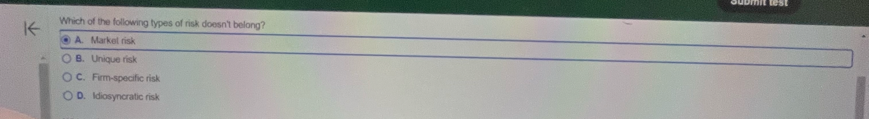 Solved Which of the following types of risk doesn't | Chegg.com