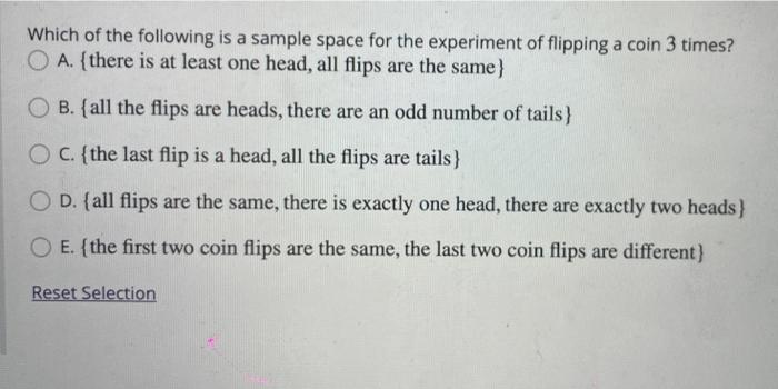 Solved Which of the following is a sample space for the | Chegg.com