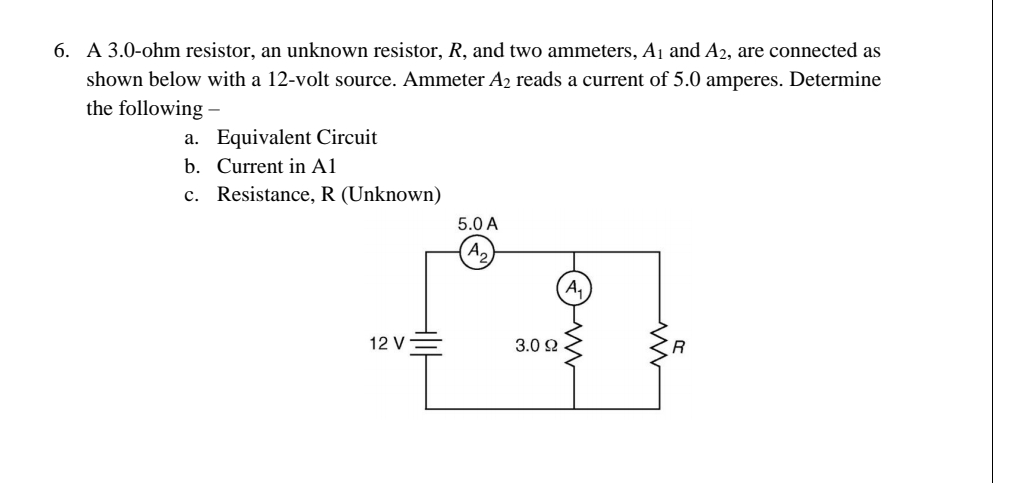 Solved A 3.0-ohm resistor, an unknown resistor, R, ﻿and two | Chegg.com
