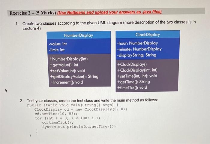 Solved 1. Create two classes according to the given UML | Chegg.com