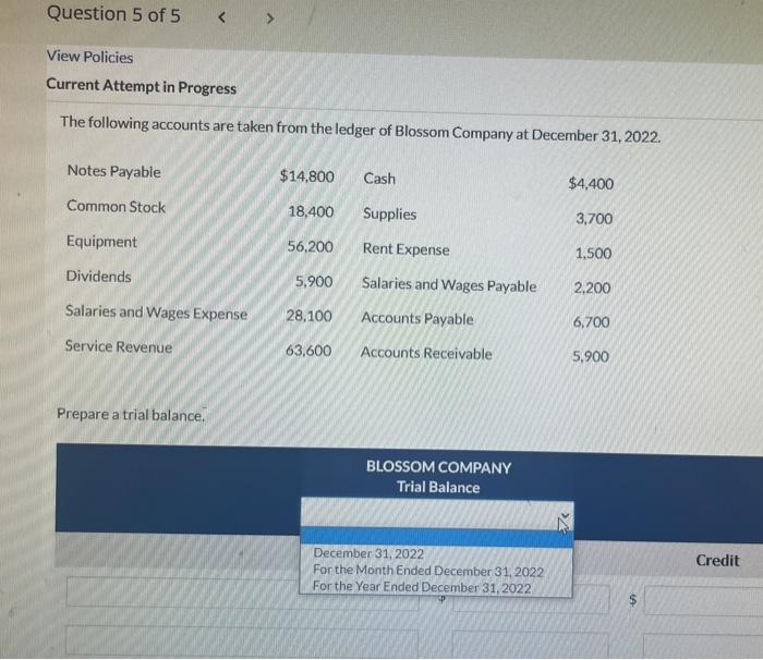Solved View Policies Current Attempt in Progress The | Chegg.com