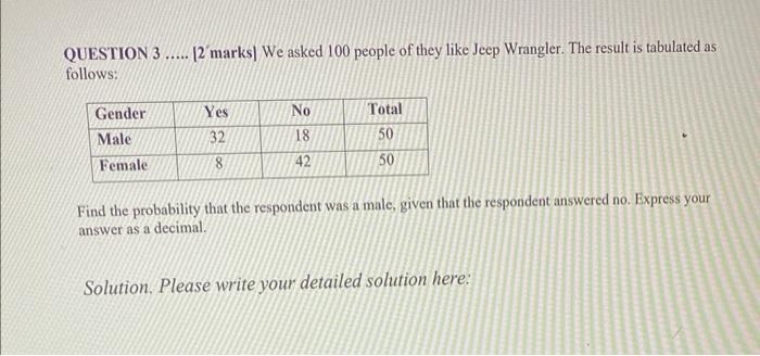 Solved QUESTION 3….12 marks] We asked 100 people of they | Chegg.com