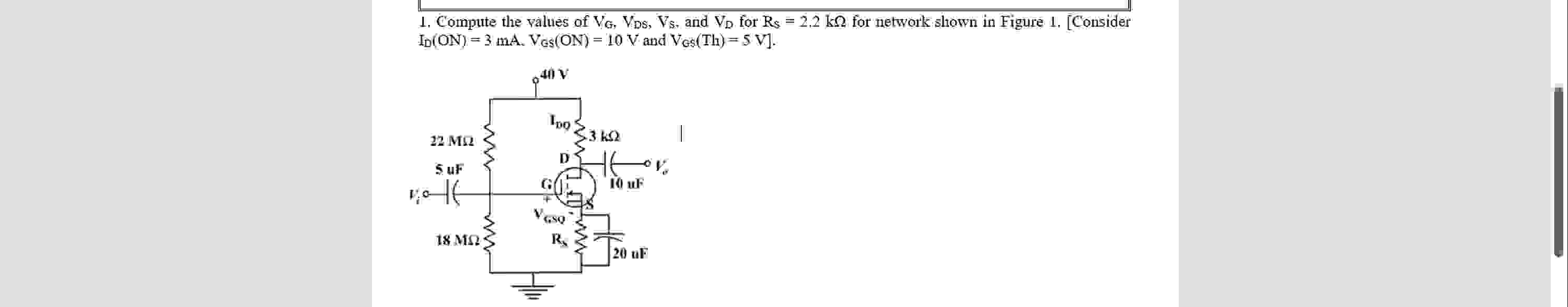 Solved Compute the values of V_(G),V_(DS),V_(S) and V_(D) | Chegg.com