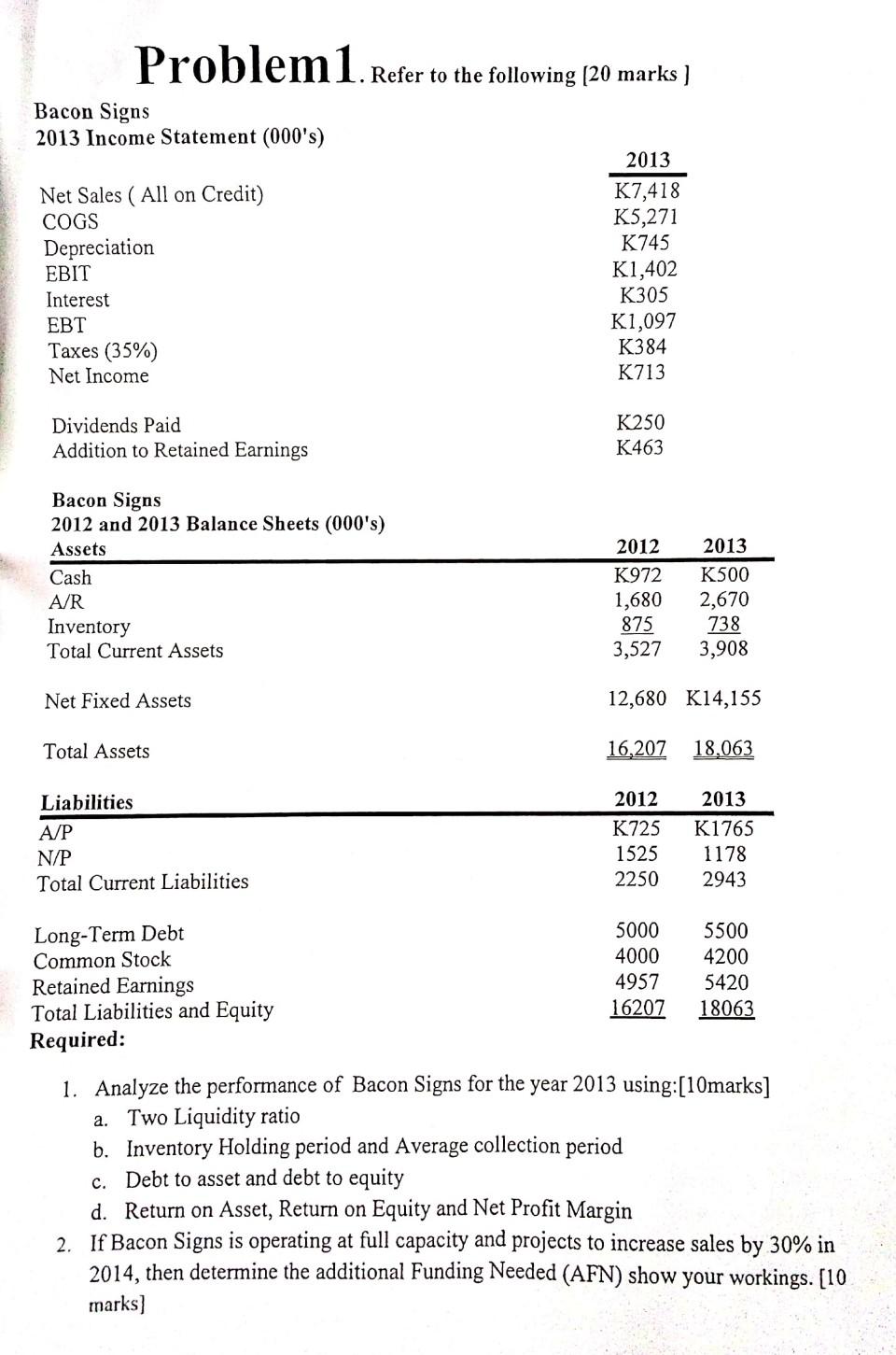 Solved Problem1. Refer to the following [20 marks ] Bacon | Chegg.com