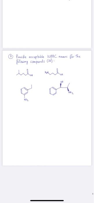 Solved Provide acceptable IUPAC names for the following | Chegg.com