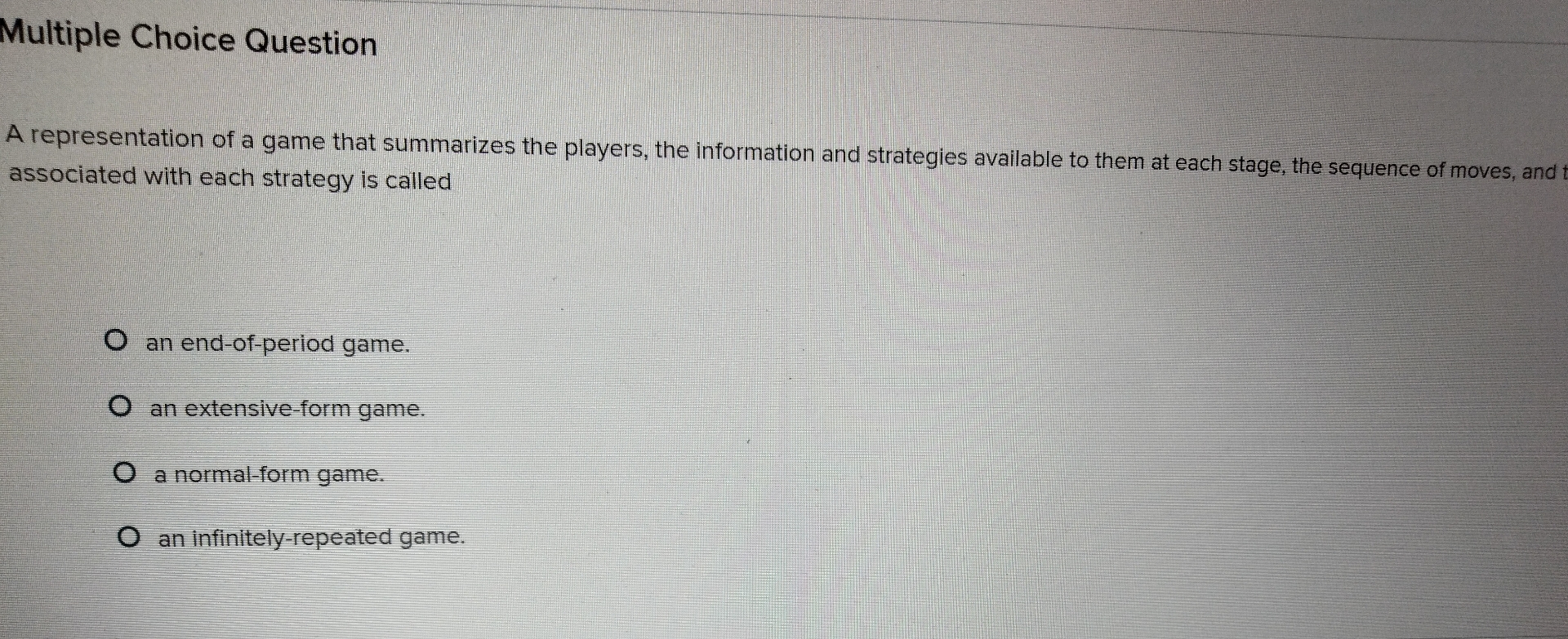 Solved Multiple Choice QuestionA representation of a game | Chegg.com
